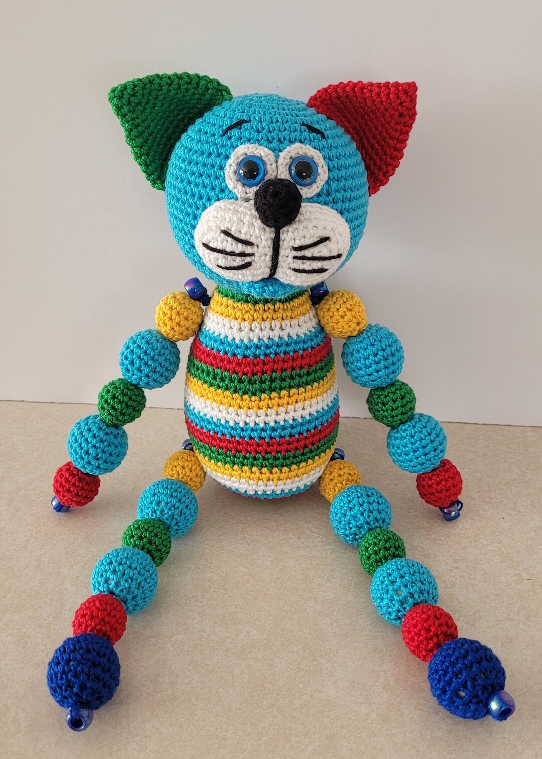 Finished Crochet BABY Rattle Toy CAT - Etsy