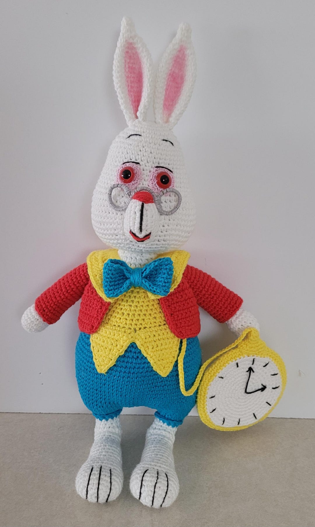 Finished Crochet White Rabbit "alice in Wonderland" - Etsy