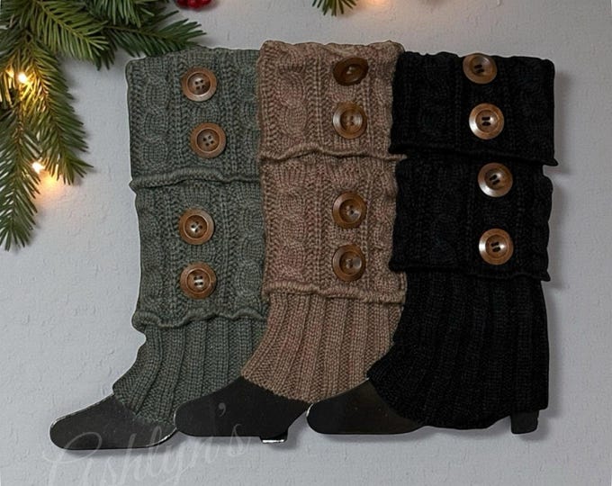 Cable Knit Boot Cuffs With Buttons: Ribbed Acrylic Boot Toppers - Etsy