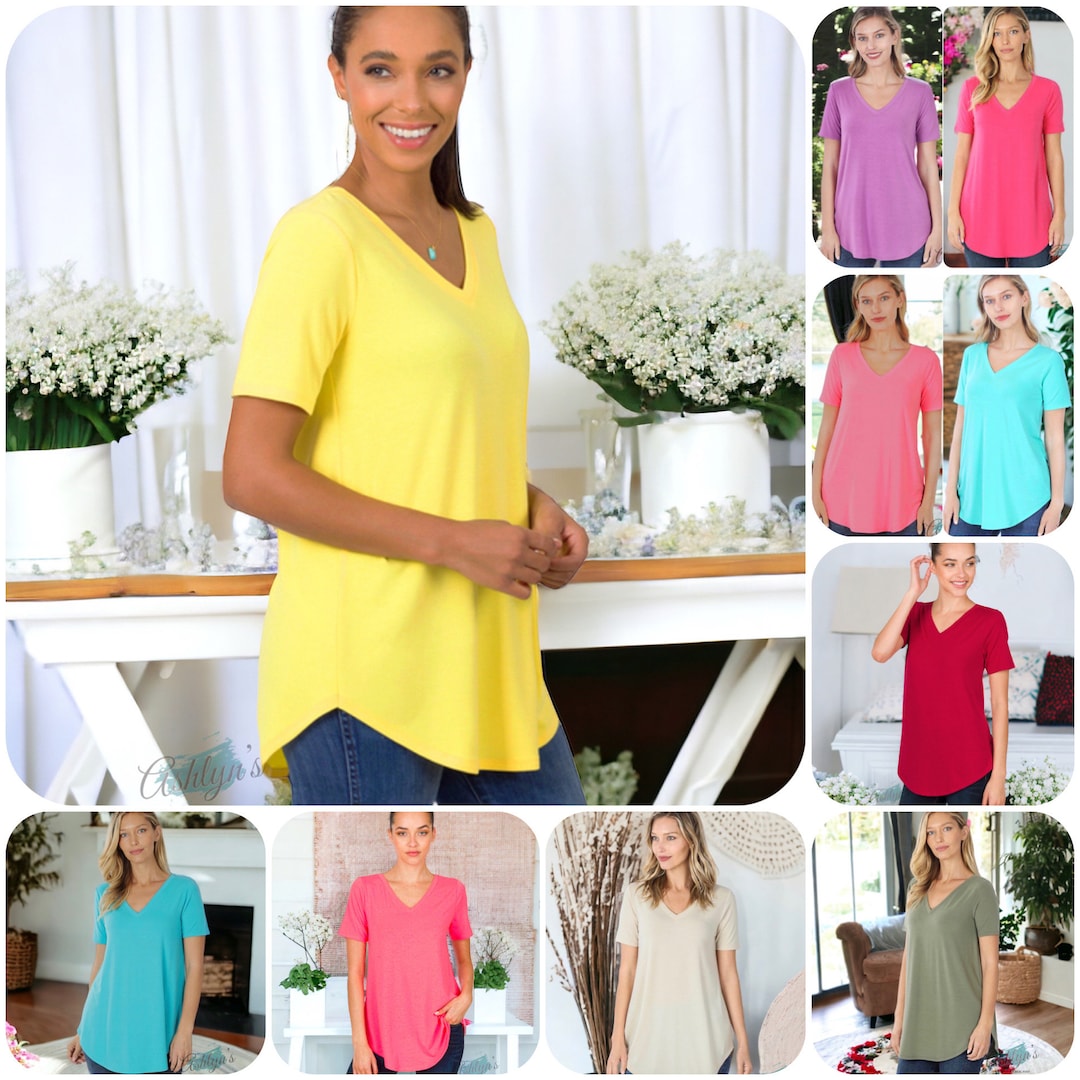 Your New Favorite Zenana Classic Basics V Neck Tops - Etsy
