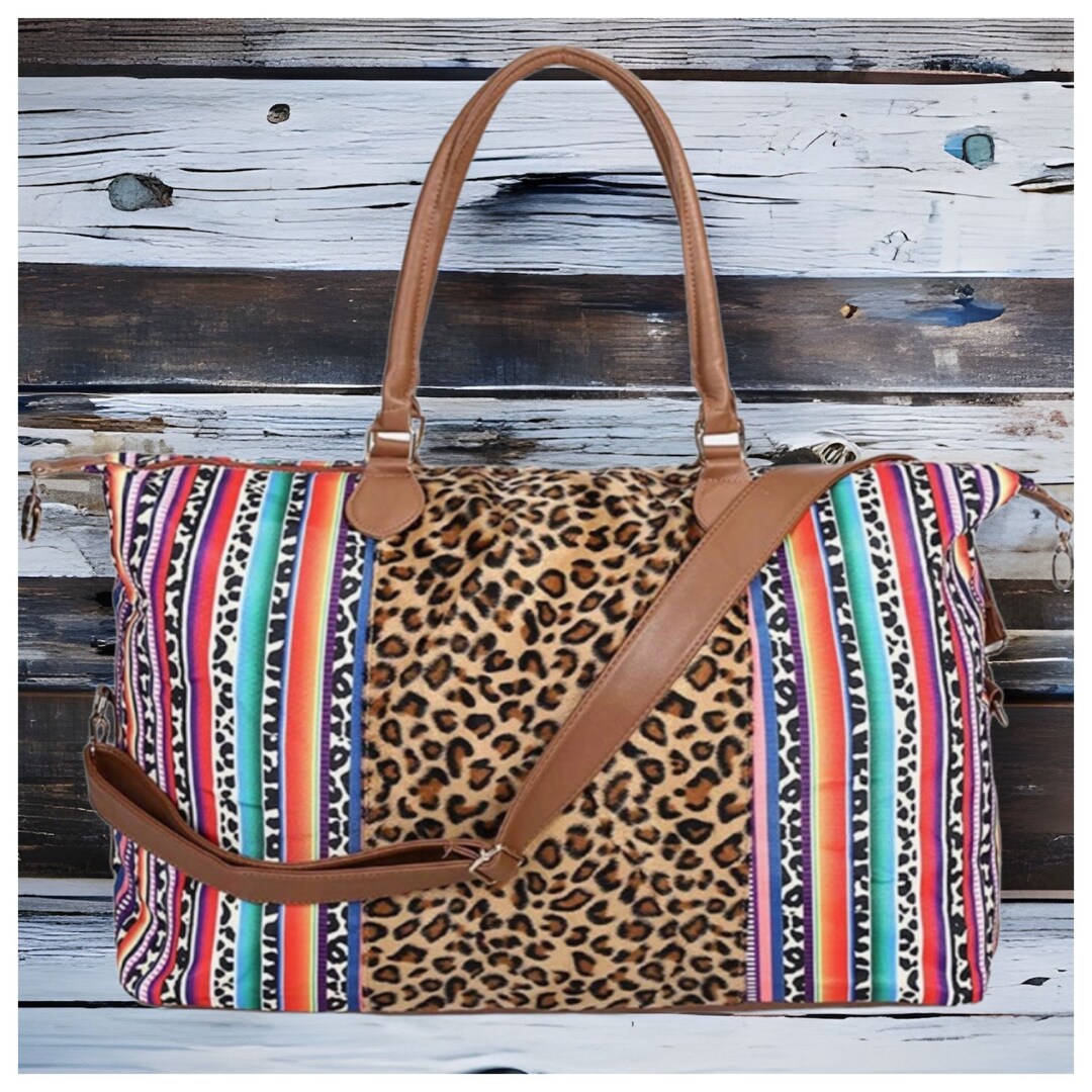 Gotta Get It Leopard Serape Print Faux Fur XL Weekender - Etsy