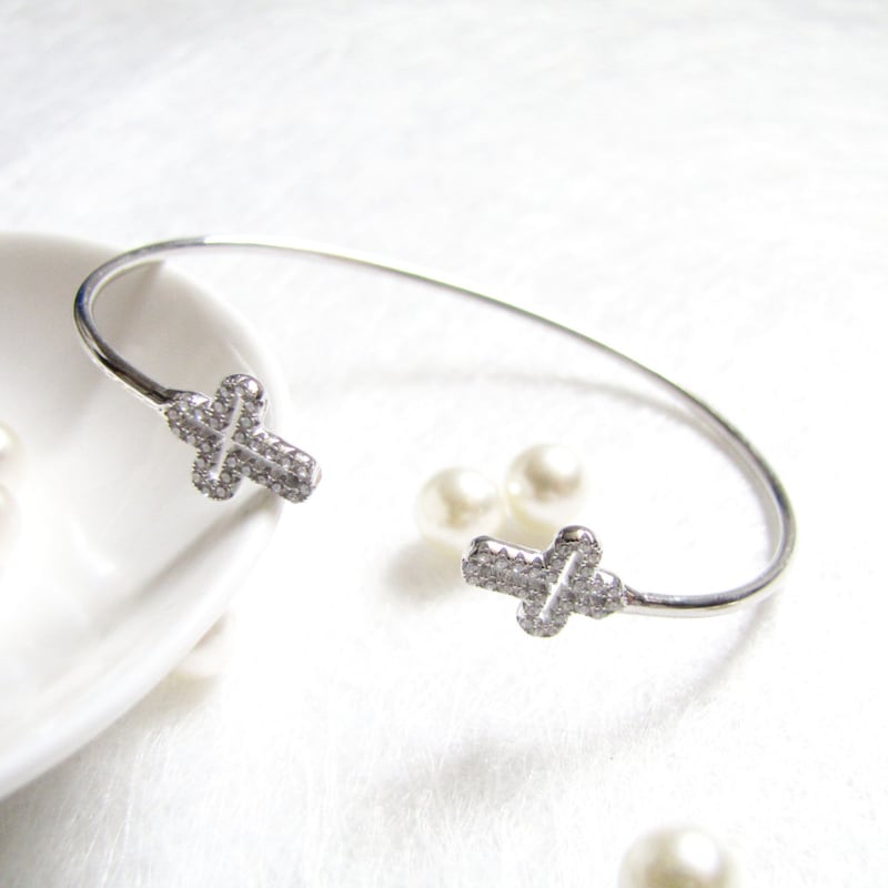 Cross Bangle Bracelet - Etsy