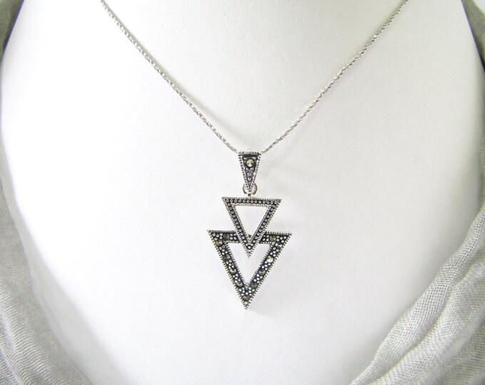 Stylish Triple Triangle Sterling Silver Pendant Necklace - Etsy