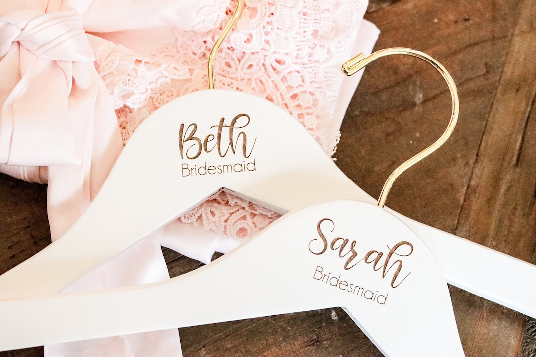 Bridesmaid Hangers, Engraved Hangers, Personalized Wood Hanger, Wedding ...
