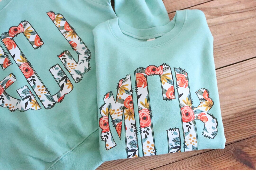 Personalized Youth Monogrammed Sweatshirt, Floral Monogram, Sweaters ...