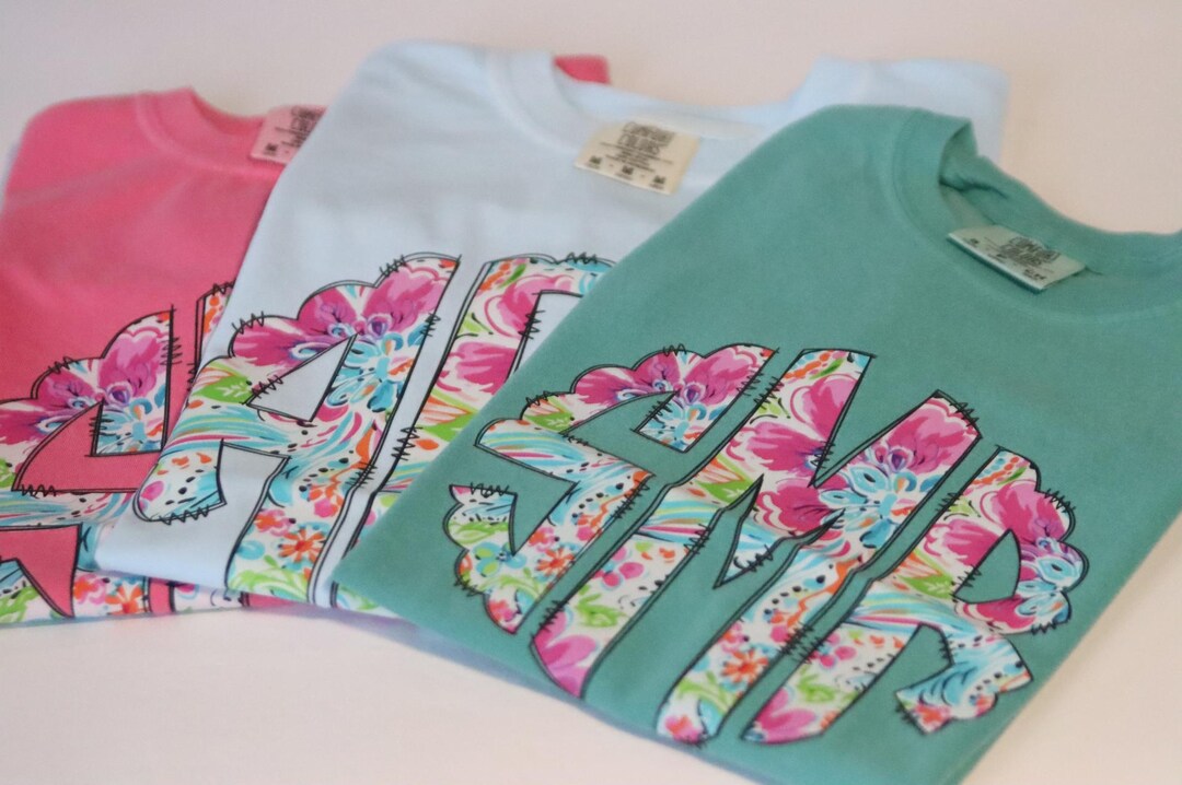 Personalized Monogrammed Shirt, Floral Personalized Tee Shirt, Girls ...