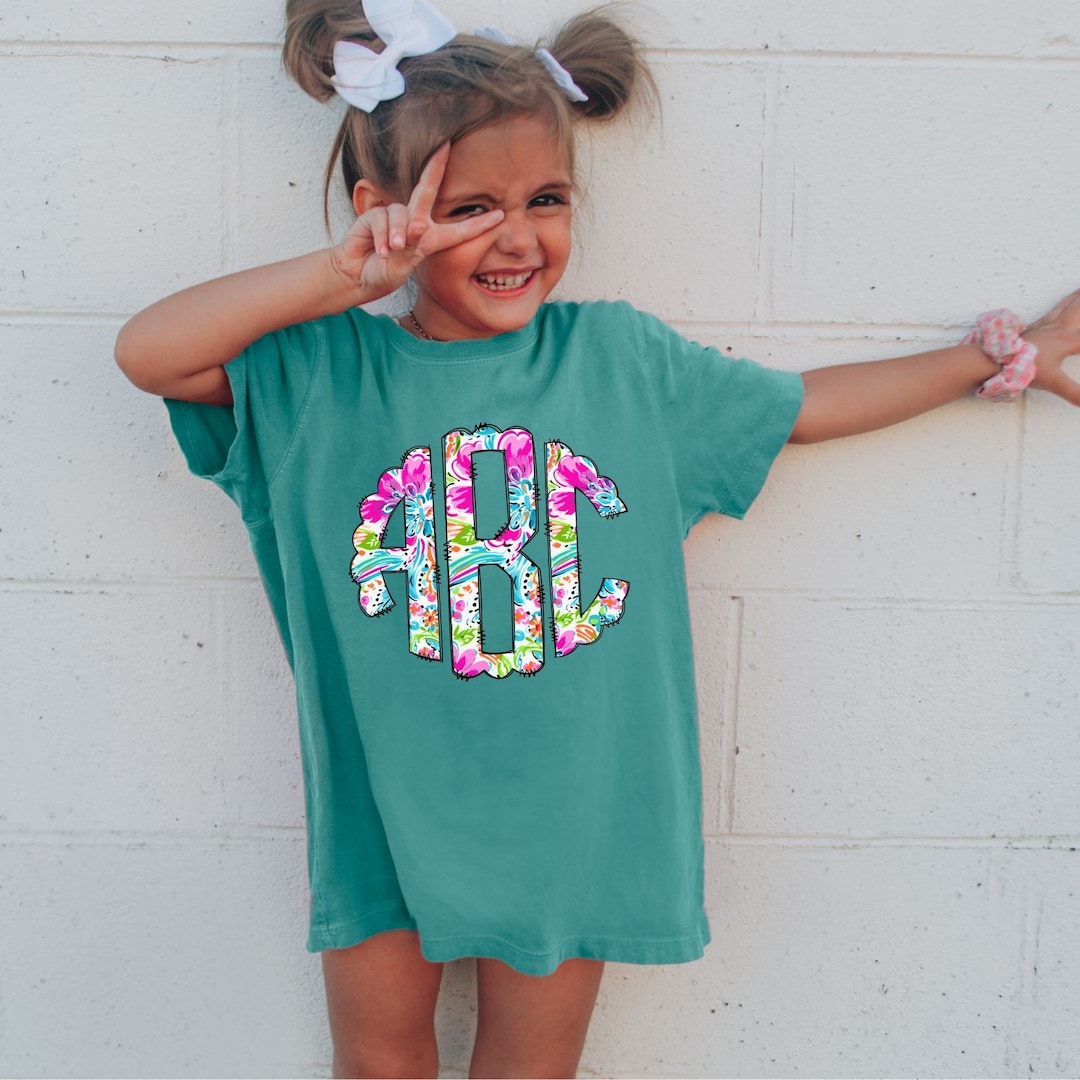 Personalized Monogrammed Shirt, Floral Personalized Tee Shirt, Girls ...