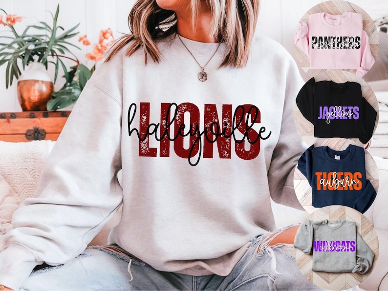 Custom School Mascot Sweatshirt, Personalize Team Spirit Shirt, Game ...