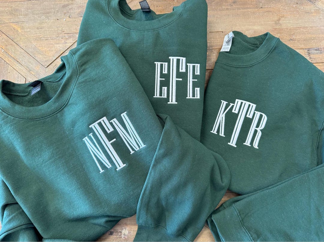 Embroidered Personalized Monogram Sweatshirt, Monogrammed Crewneck ...