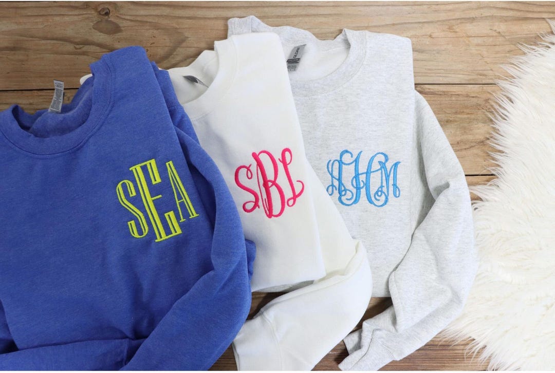 Embroidered Personalized Monogram Sweatshirt, Monogrammed Crewneck ...
