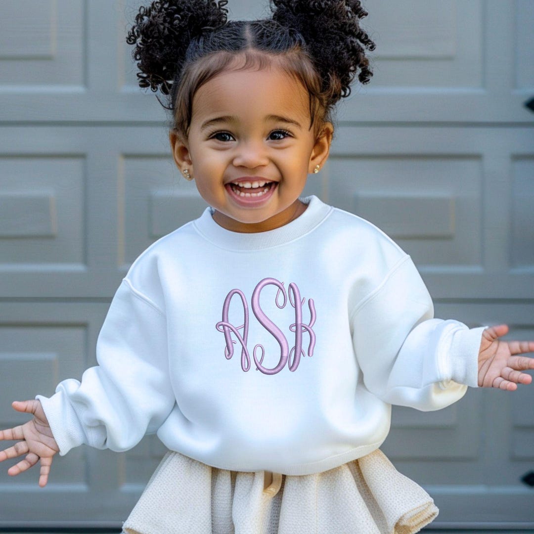 Monogrammed Youth Sweatshirt Personalized Girls Crewneck Youth Pullover ...