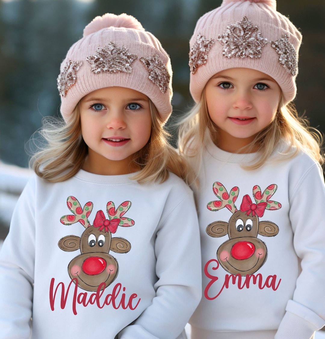 Reindeer Youth Christmas Sweatshirt, Cute Sweaters for Kids, Girls ...