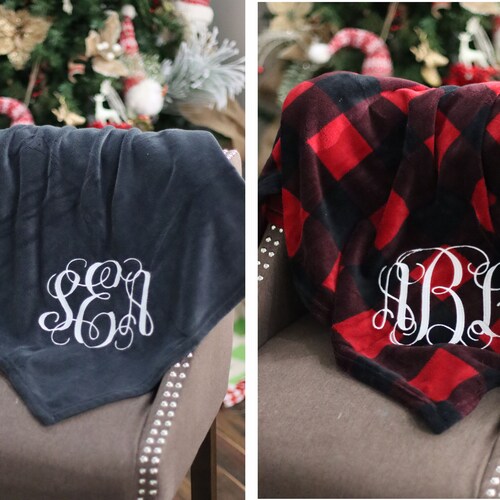 Monogram Blanket Monogrammed Fleece Throw Gift for Her - Etsy