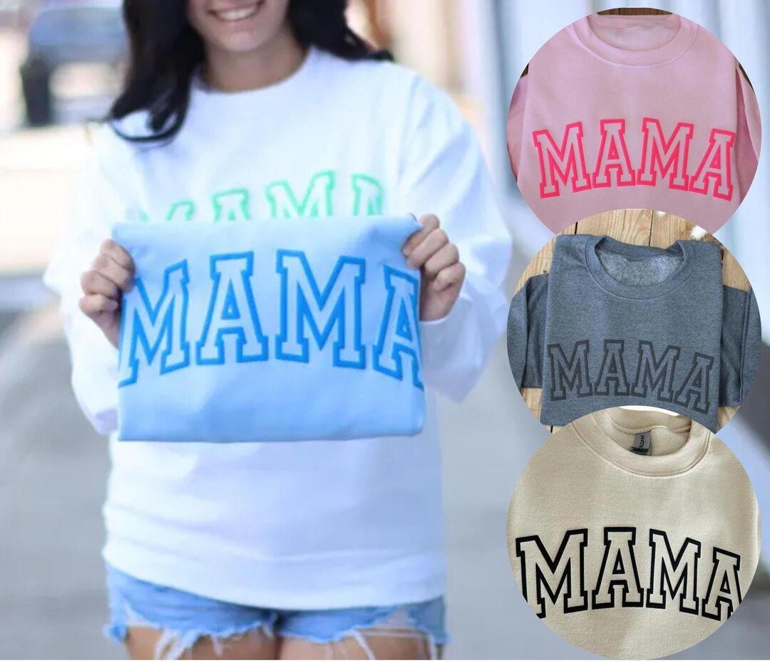 Puff Mama Sweatshirt Puff Letters Embossed Lettering Gift for Mom Mom ...
