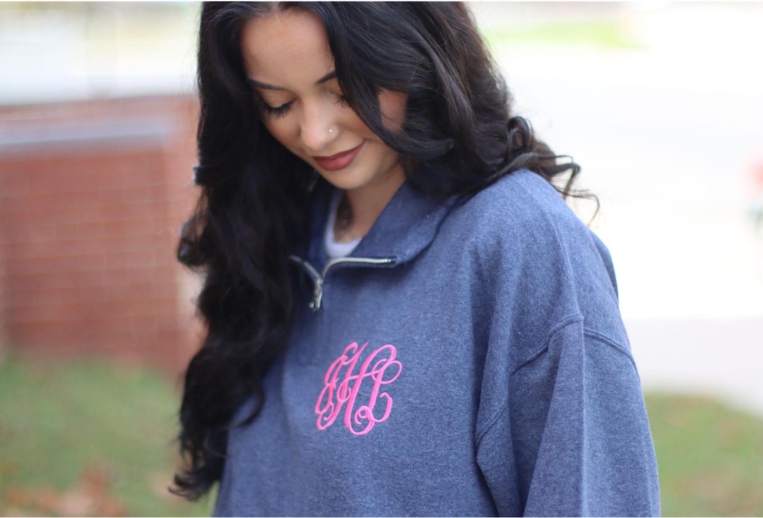 Monogram Quarter Zip Sweatshirt, Personalized Sweatshirt, Embroidered ...