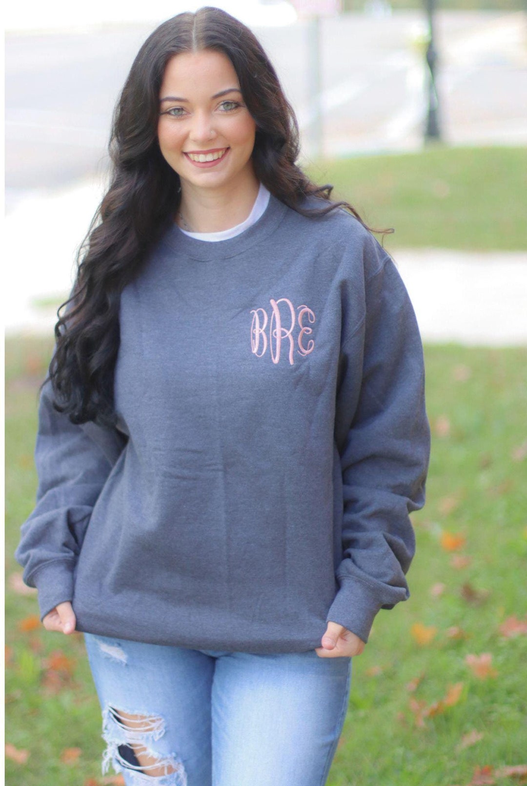 Embroidered Personalized Monogram Sweatshirt, Monogrammed Crewneck ...