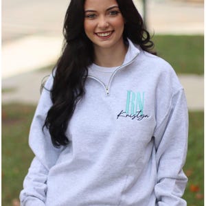 Personalized RN Quarter Zip | RN Sweatshirt | Custom Sweater for Nurse ...