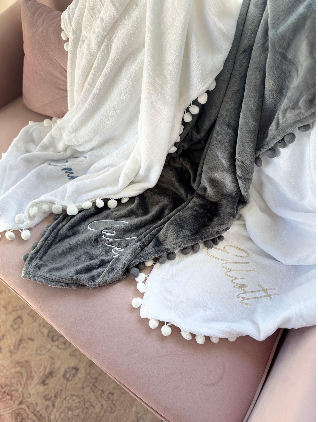 Personalized Embroidered Throw Blanket Monogrammed Blanket Name Blanket ...