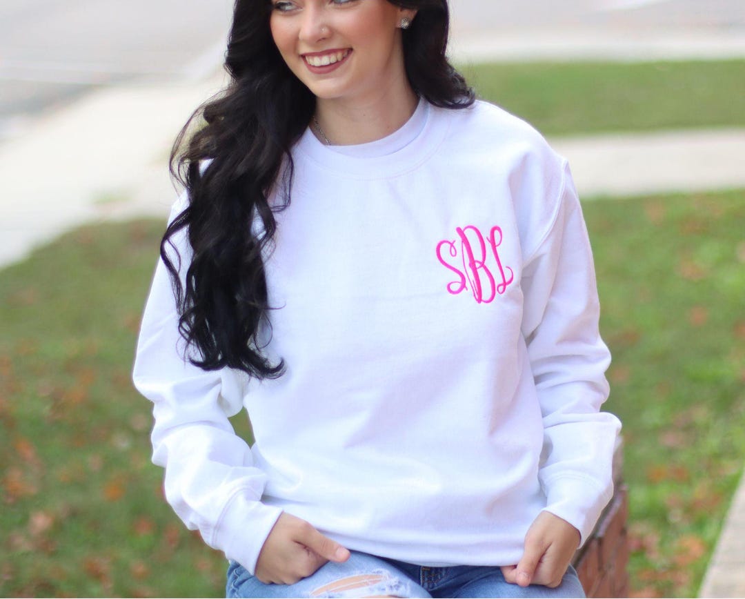 Embroidered Personalized Monogram Sweatshirt, Monogrammed Crewneck ...