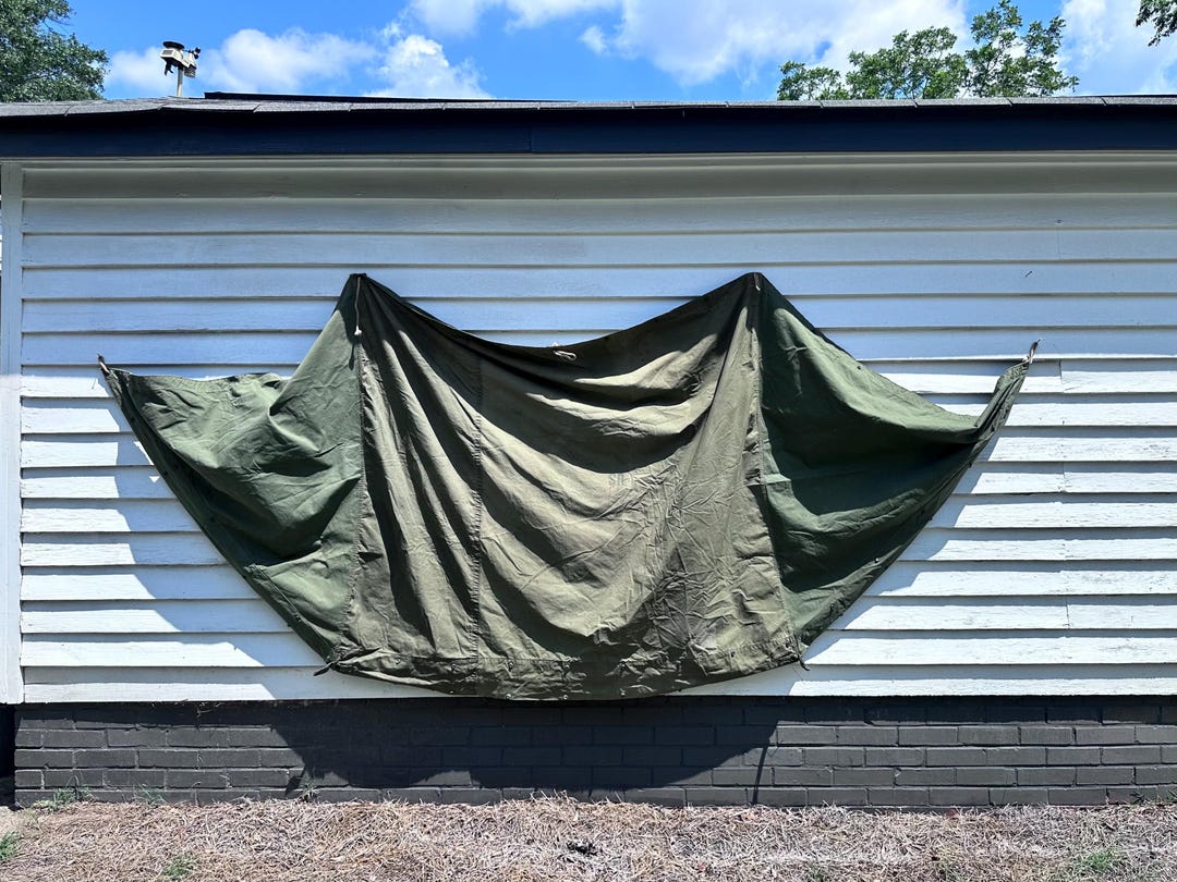 Vintage US Military Government Issued Green Canvas Half Tent, Vintage ...