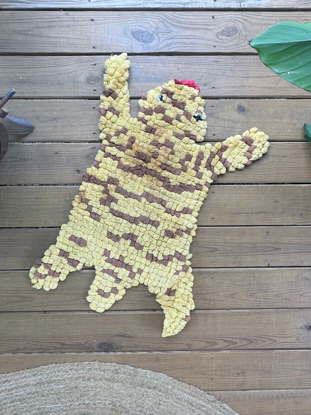 Vintage Handmade Pom Pom Rug: 1940s Tiger/lion Shape - Etsy