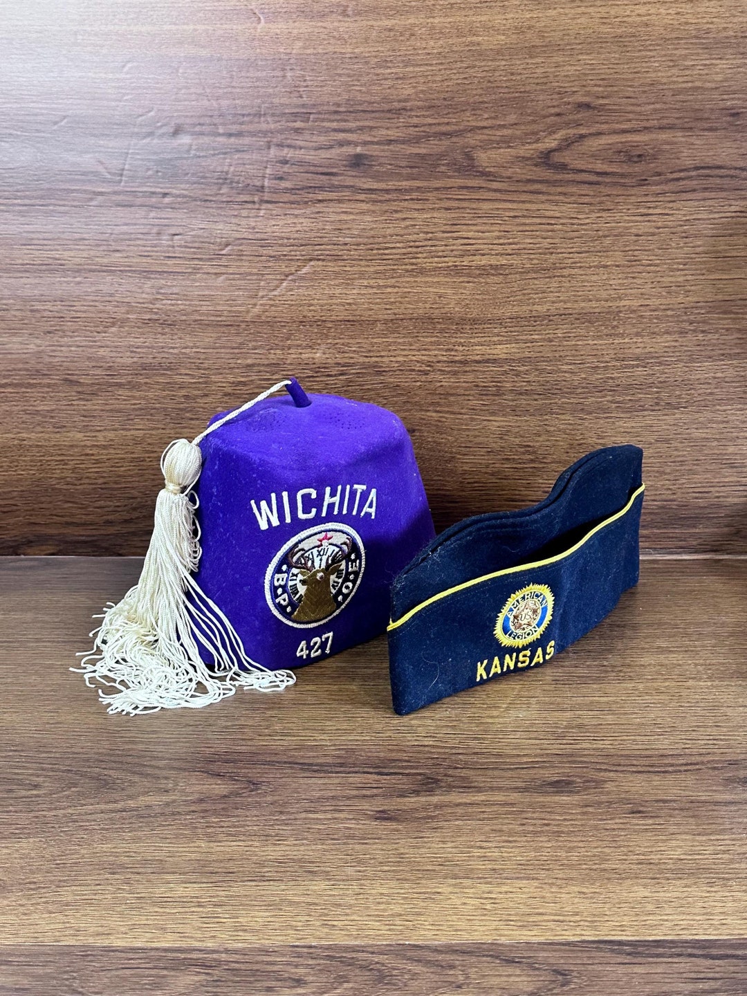 Vintage Wichita BPOE 427 Purple Felt Fez Hat, Elks Lodge Shrine Hat ...