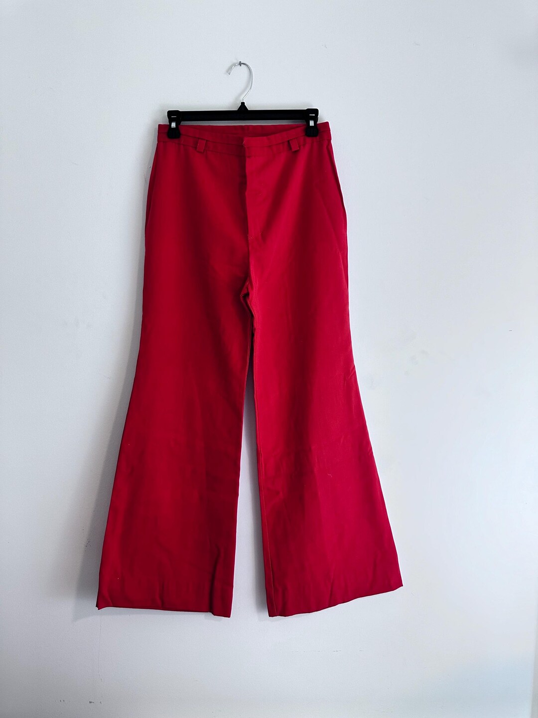 Vintage High Waisted, Bell Bottom, Hip Hugger, Flare Leg Red Pants, Red ...