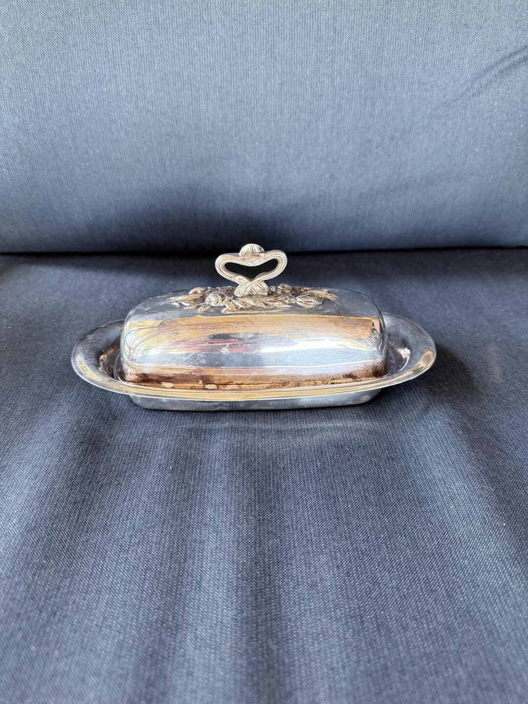 Vintage Silverplated Butter Dish With Cover & Glass Insert Tray ...