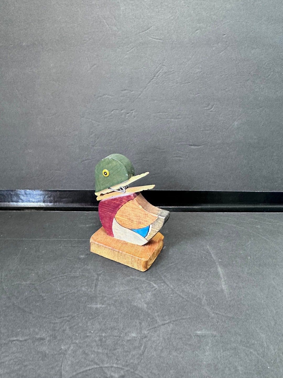 Vintage Painted Wood Duck Letter Paper Card Receipt Holder, Wood ...