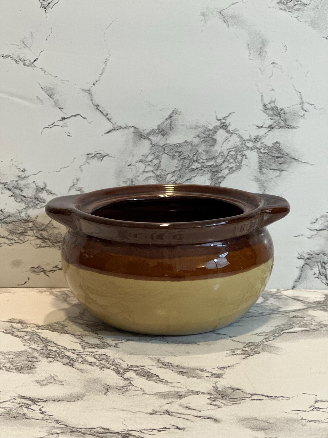 Vintage Brown Drip Stoneware Soup Crock - Rustic Kitchen Decor - Etsy