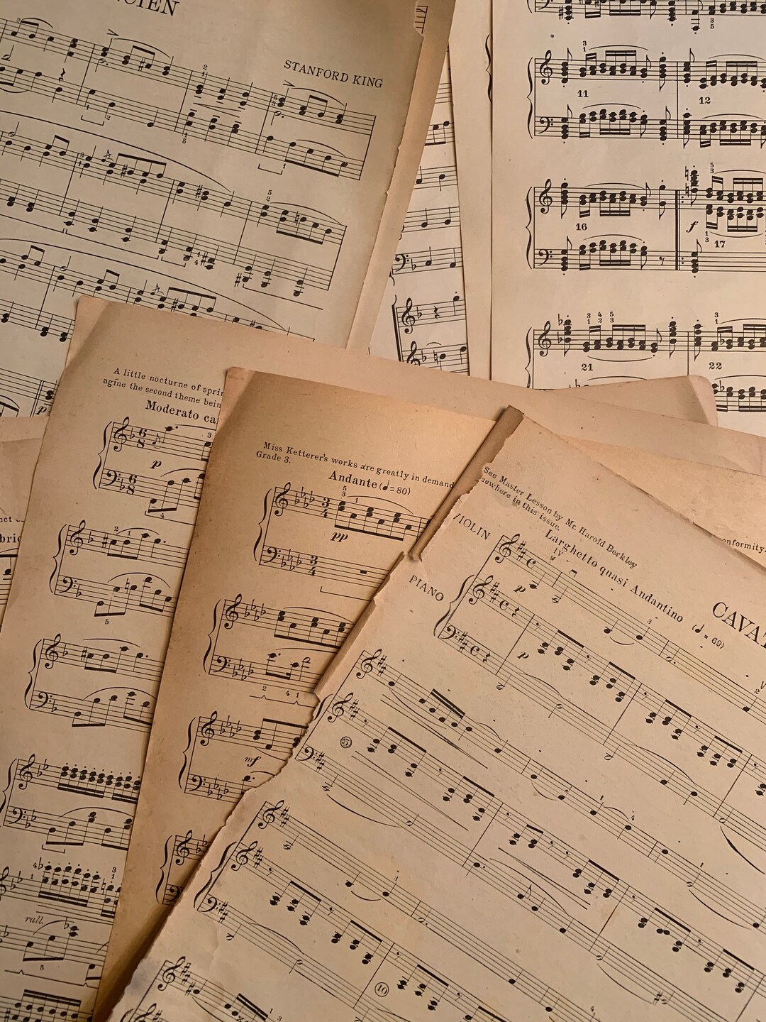 Vintage Antiqued Large Music Sheets, Vintage Paper Pack, Old Sheet ...