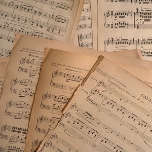 Vintage Antiqued Large Music Sheets, Vintage Paper Pack, Old Sheet ...