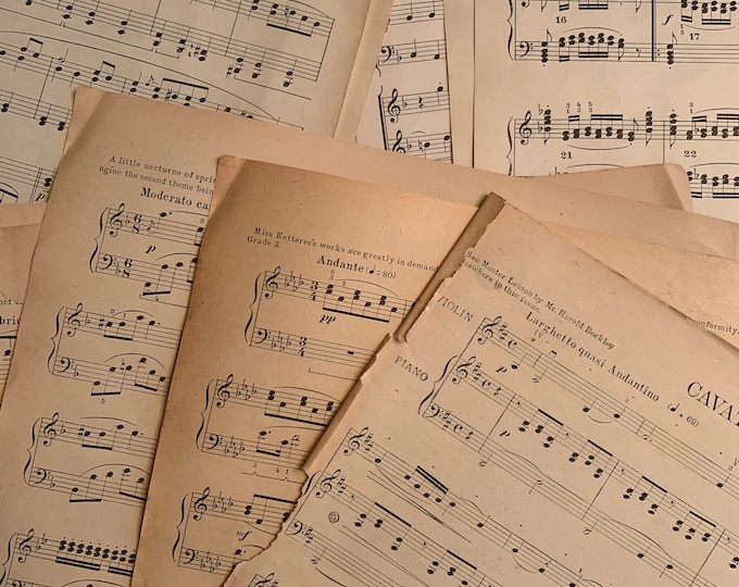 Vintage Antiqued Large Music Sheets, Vintage Paper Pack, Old Sheet ...