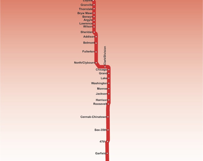 Chicago Red Line Map - Etsy