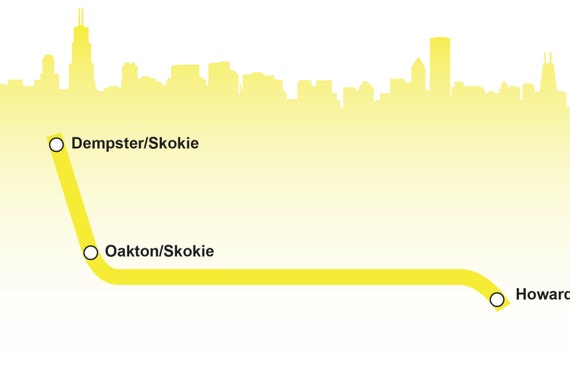 Chicago Yellow Line Map | Etsy