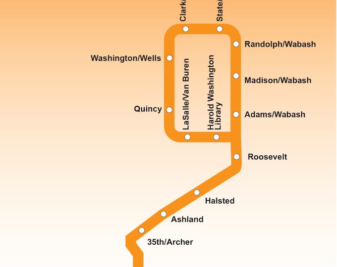 Chicago Orange Line Map - Etsy