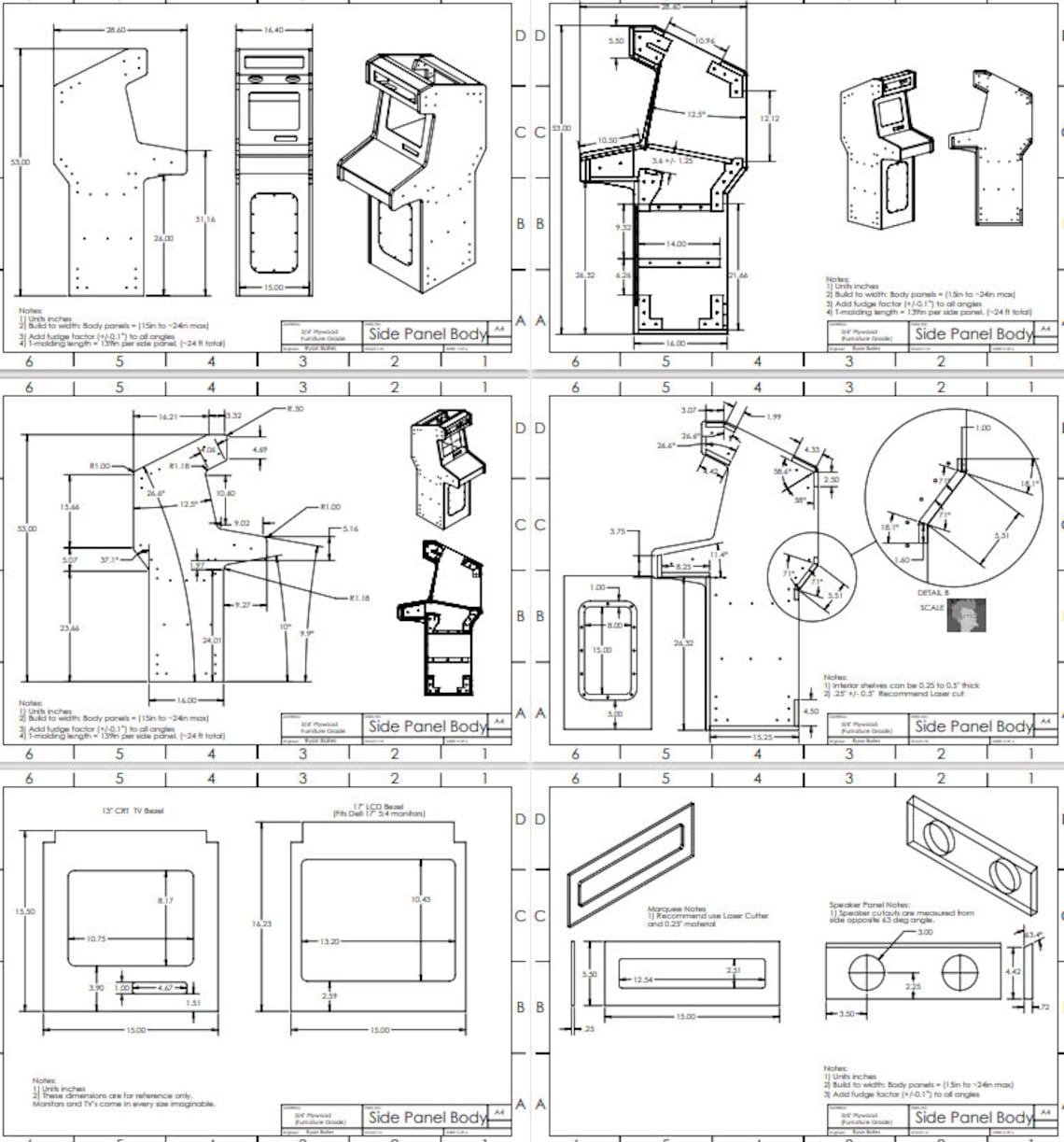 13" CRT Arcade Cabinet Plans /CAD Package (2:3 Scale Neogeo MVS Style ...