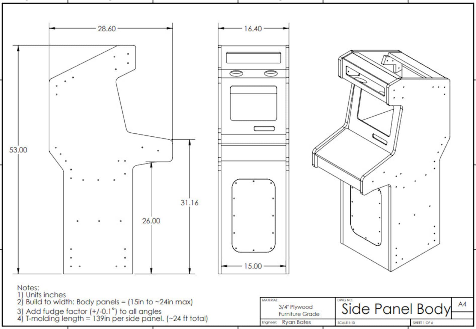 13" CRT Arcade Cabinet Plans /CAD Package (2:3 Scale Neogeo MVS Style ...