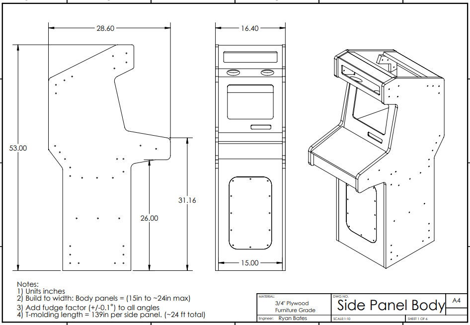 13" CRT Arcade Cabinet Plans /CAD Package (2:3 Scale Neogeo MVS Style ...