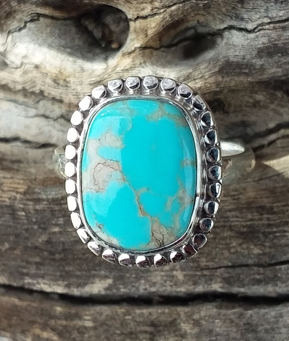 Anillo turquesa tamaño7.5 joyería de plata esterlina nativo - Etsy España