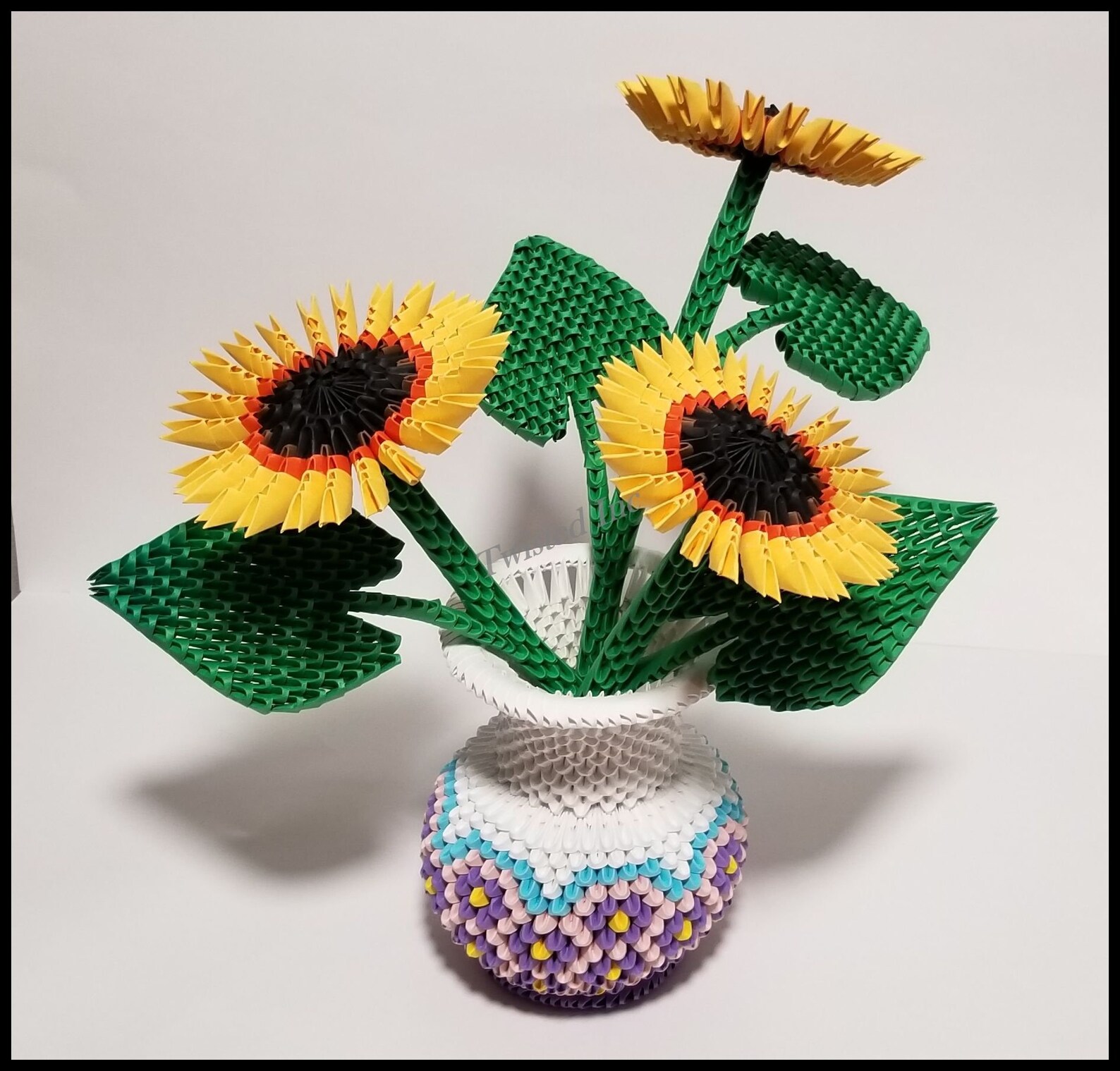 3D Origami - Beautiful Sunflower in a Gorgeous Vase - Etsy