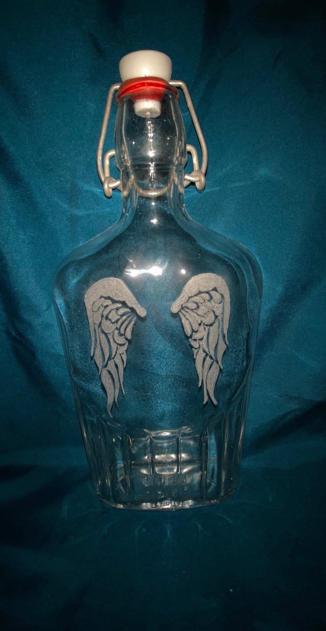 Angel Wings Hand Etched Flask, Decanter, Jar, Flask, Angel, Wings ...