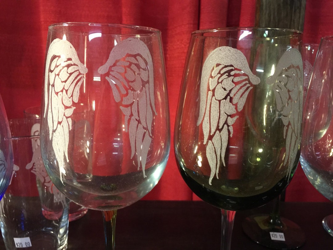 1 Angel Wing Stem Wine Glass - Wings, Angel Wings, Religion, Clear Wine ...