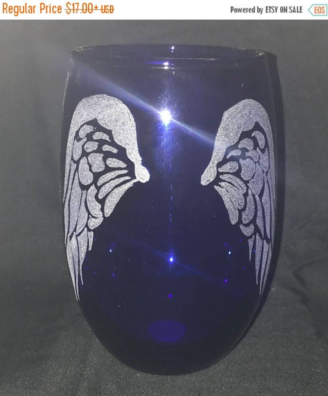 Angel Wings Etched Stemless Wine Glass- Wings, Angel Wings,religion ...