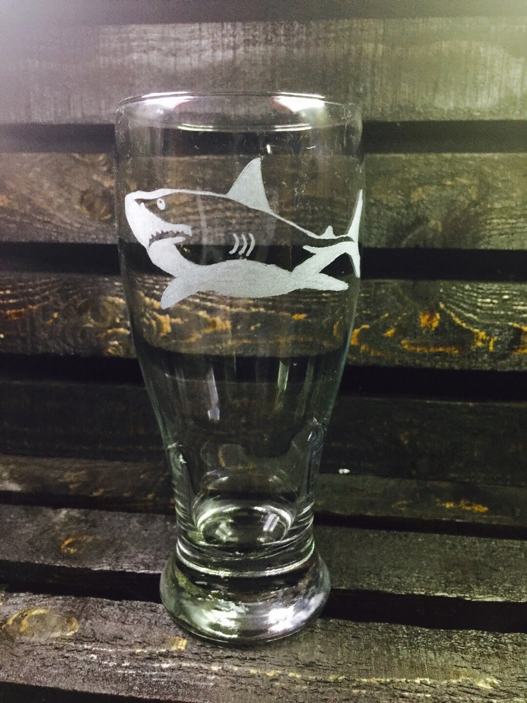 Shark Etched Pilsner or Pint Glass - Shark, Hand Etched, Pilsner, Pint ...