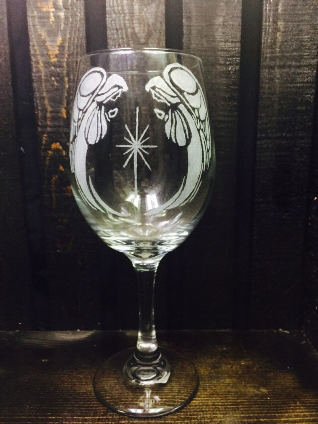 Angel (2) Hand Etched Stemmed Wine Glass-angel, Angel Pair, Angels ...
