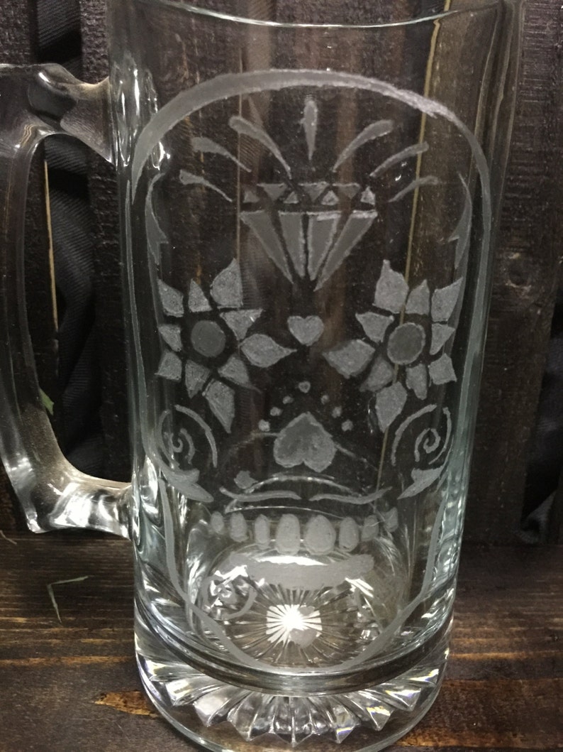 Sugar Skull Hand Etched Beer Stein - Sugar Skull, Day of the Dead, Beer ...