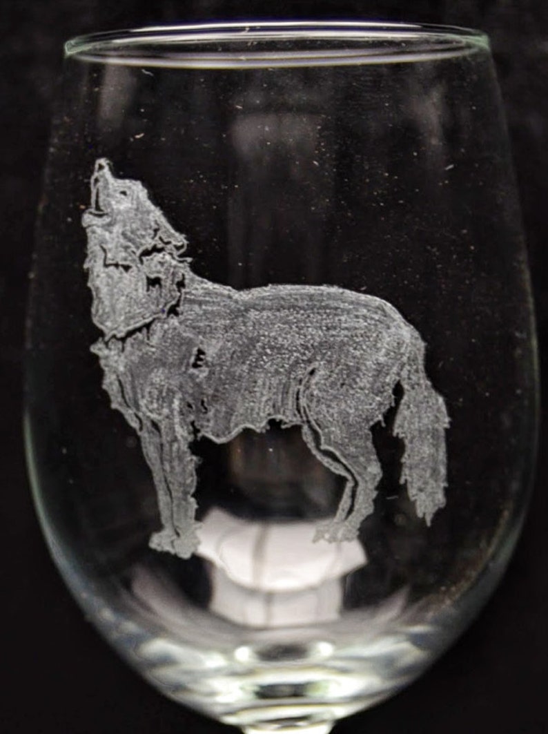 Howling Wolf stemmed wine glass howling wolf wolf glass | Etsy