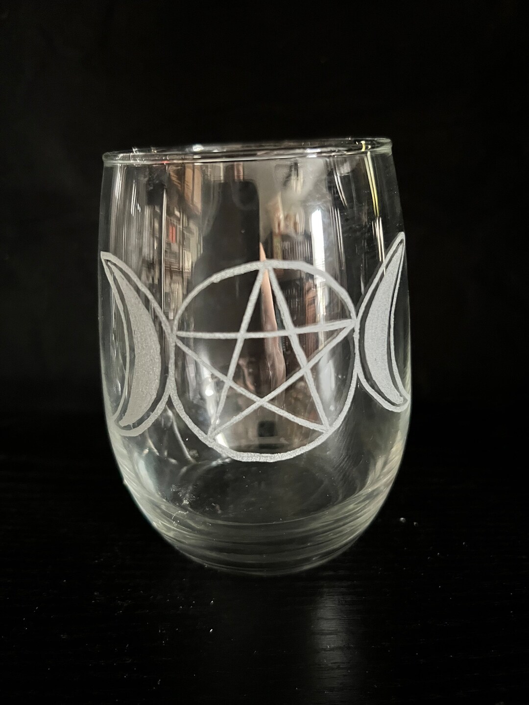 Triple Moon Goddess Etched Stemless Wine Glass. Choose Your Own Color ...