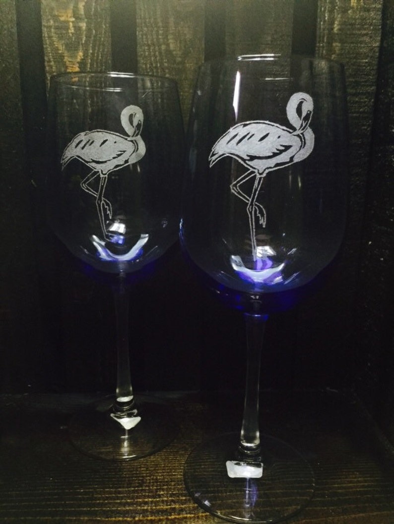 Pink Flamingo On Stemmed Wine Glass Pink Flamingo Hand Etsy